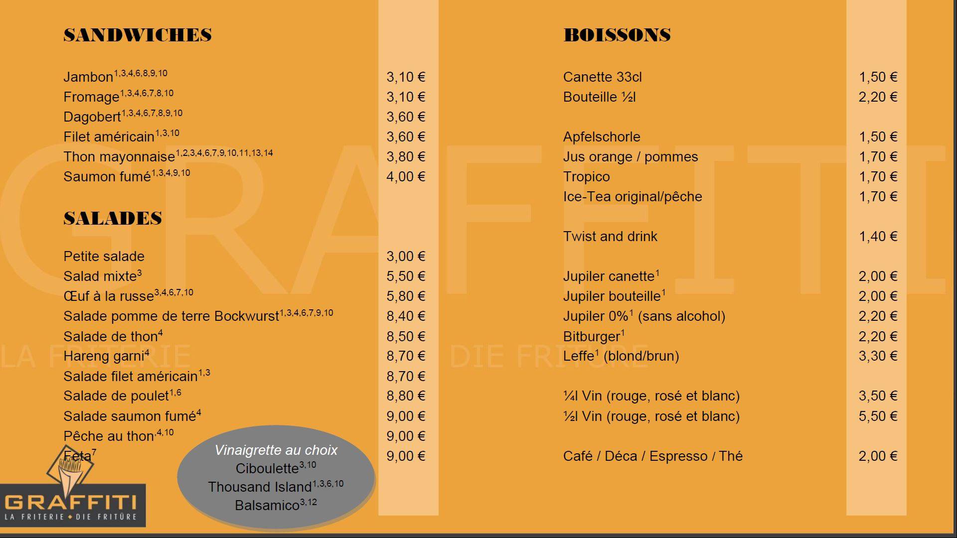 Menu at Graffiti Snack, Lontzen, Lütticher Straße 16