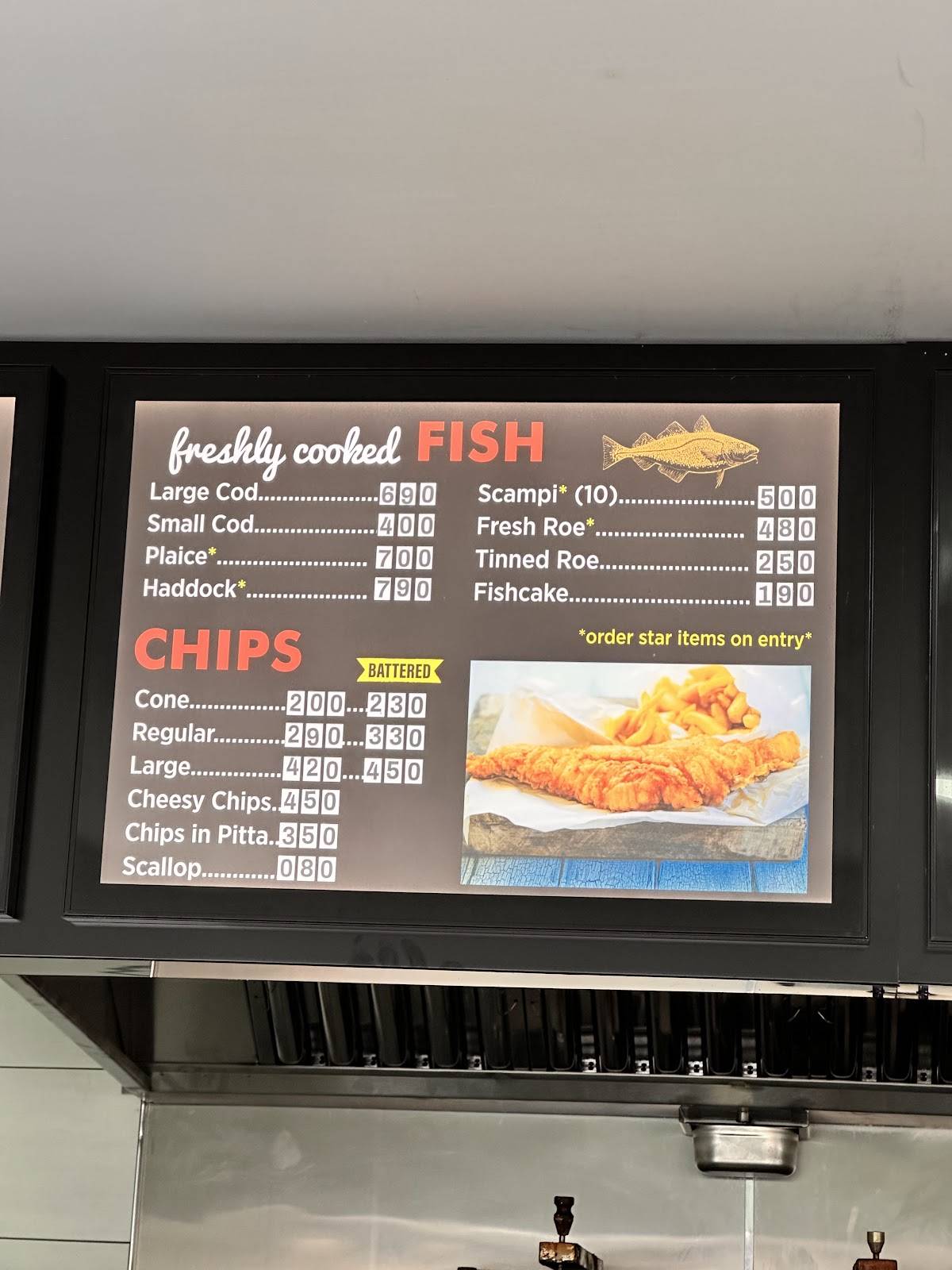 Menu at Harleys Fish Bar, Birmingham