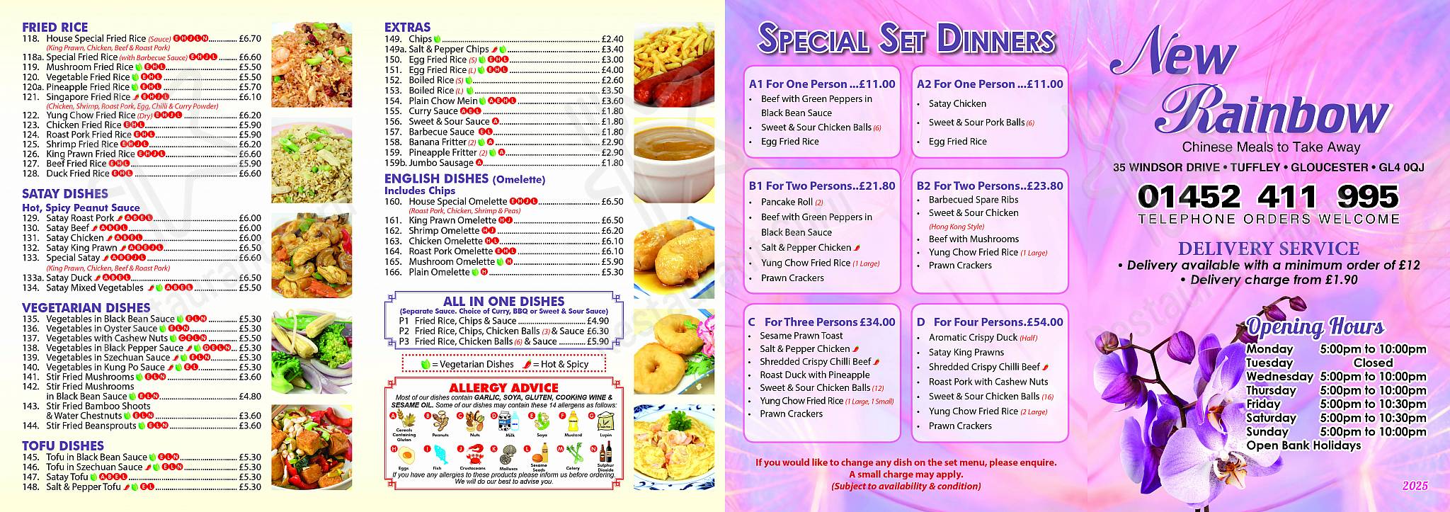 Menu at New Rainbow Chinese Takeaway fast food, Gloucester