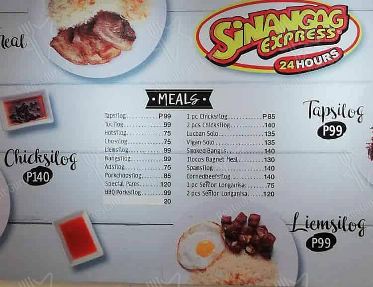 Menu at Sinangag Express fast food, Parañaque, 228 Aguirre Ave