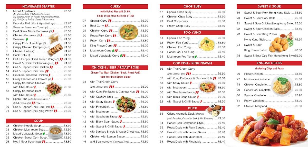 Menu at Spring Star fast food, Wellingborough