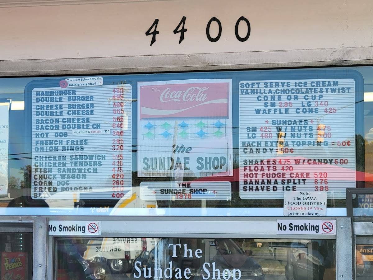 Menu at Sundae Shop fast food, Midland