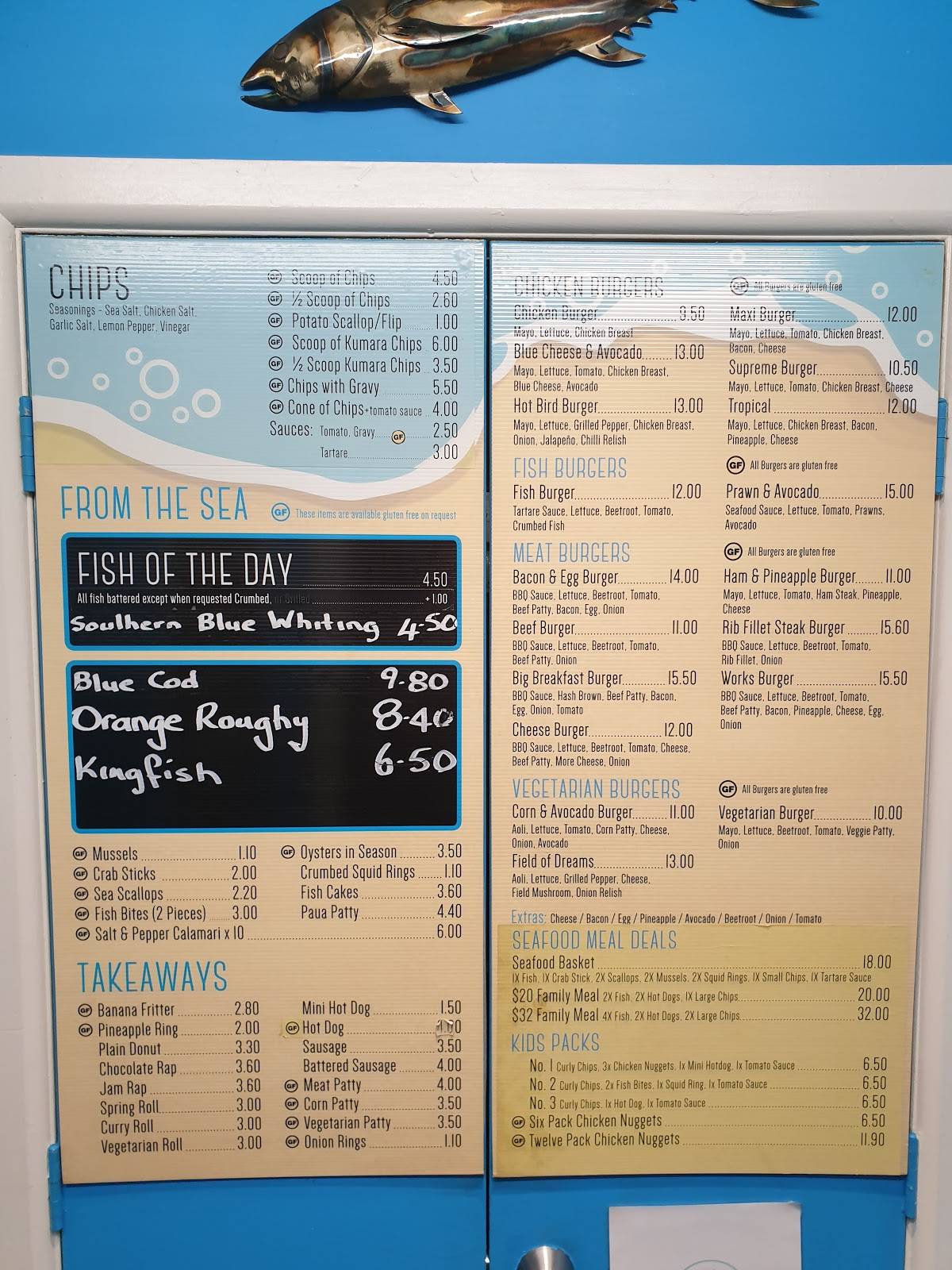 Menu at The Sands Fish and Chip Shop fast food, Nelson