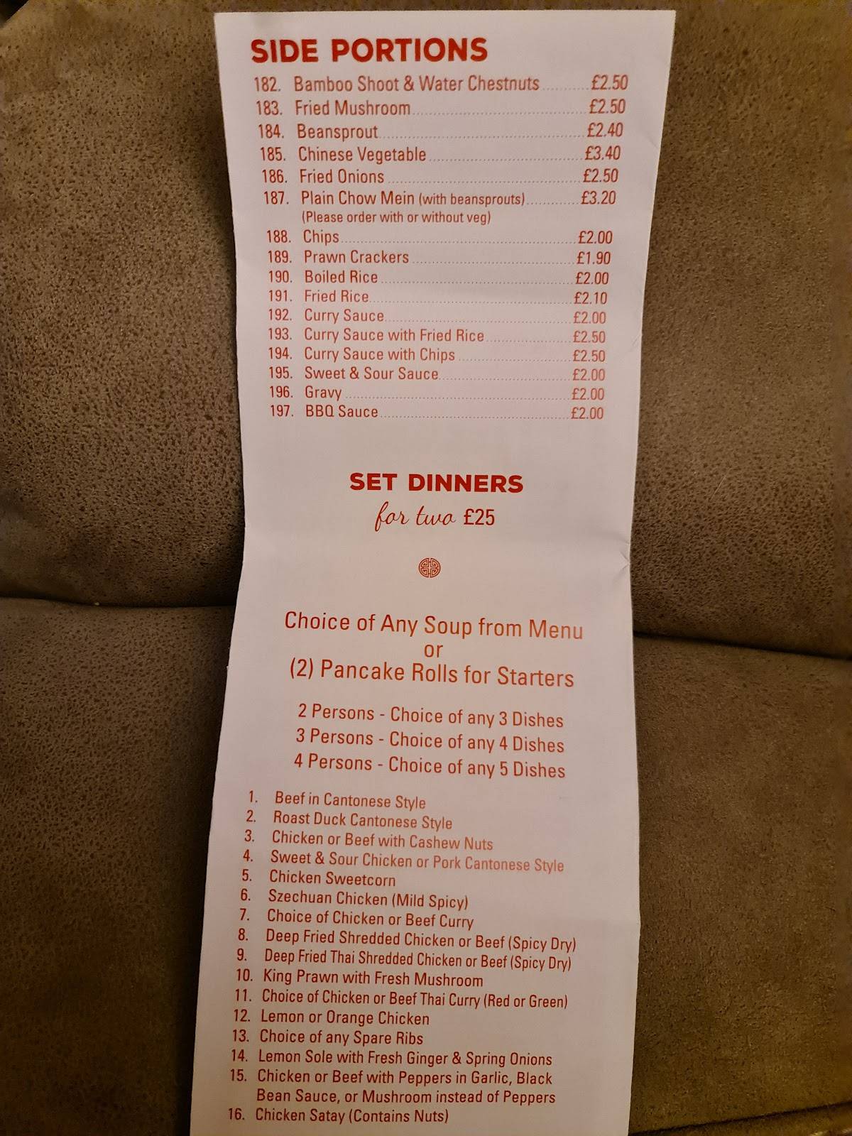 Menu at West Port Express fast food, Linlithgow