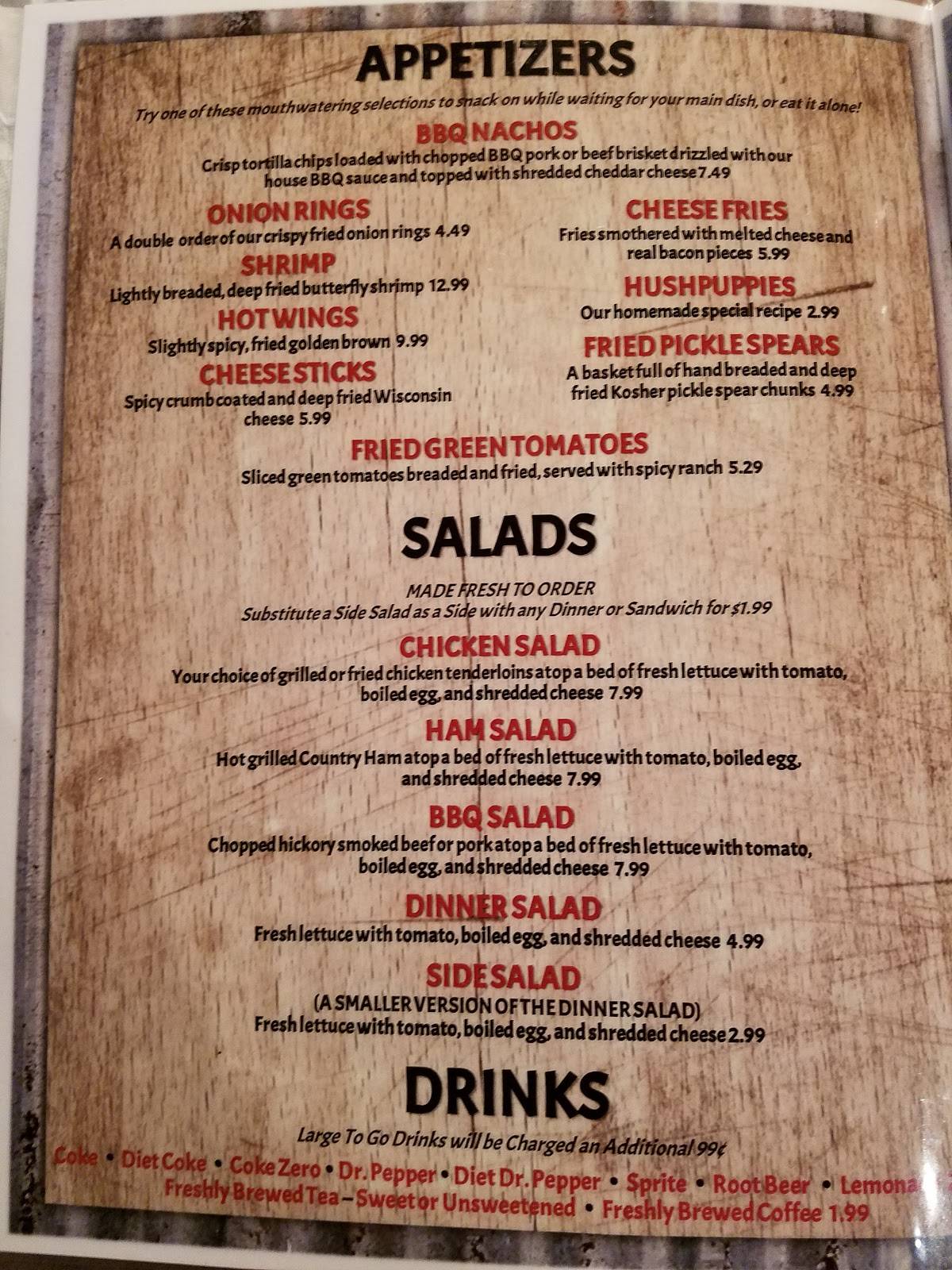 Menu at Fat Boys BBQ, Caddo Valley