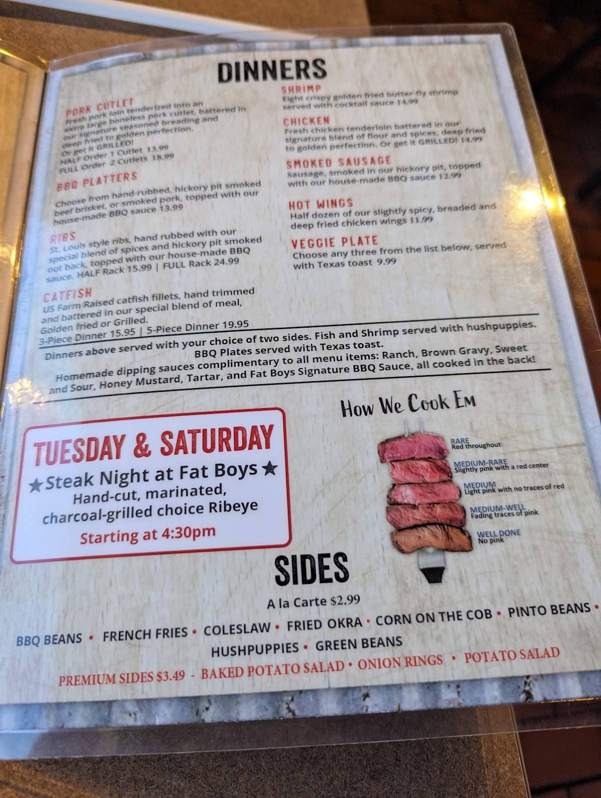 Menu at Fat Boys Fine Foods BBQ, Arkadelphia