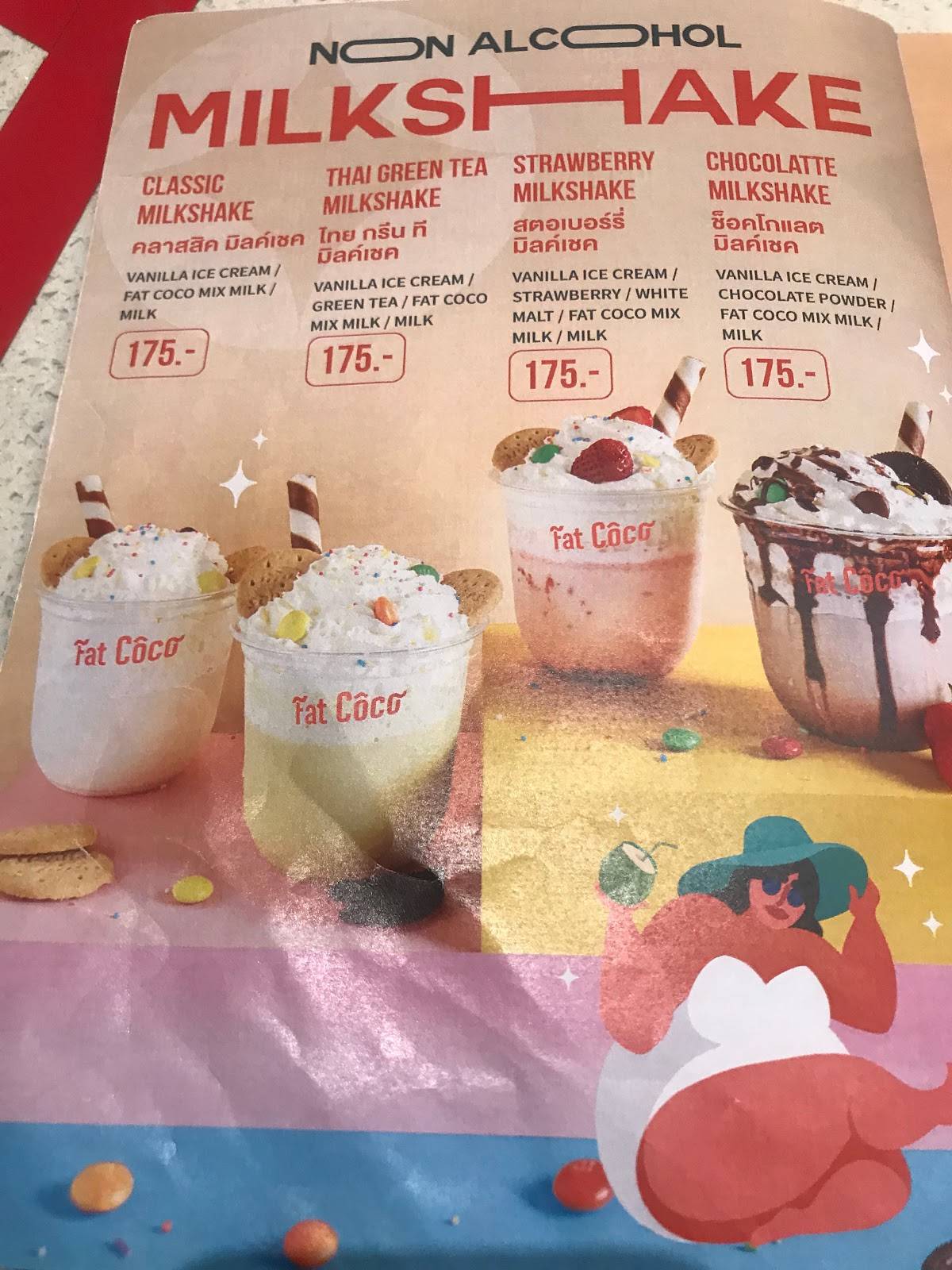 Menu at Fat Coco Seafood Club, Pattaya City