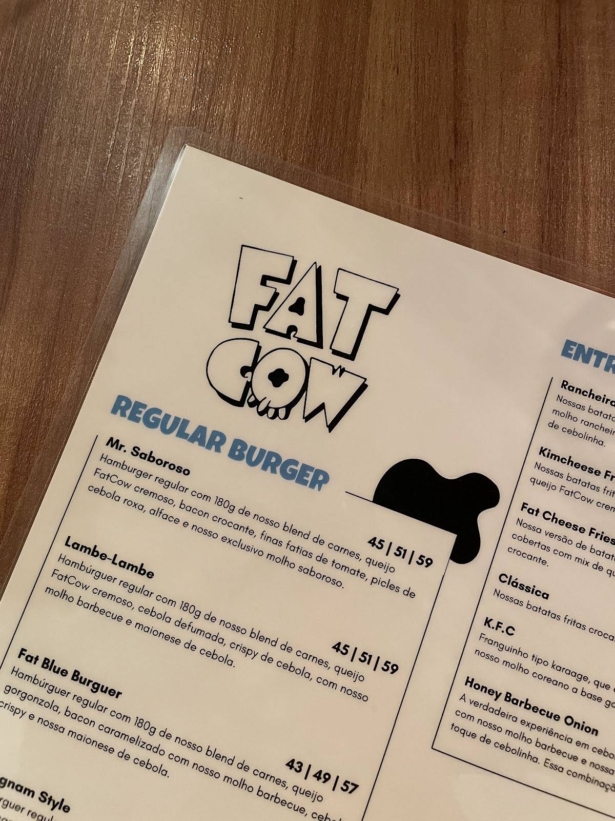 Menu em Fat Cow restaurante, São Paulo