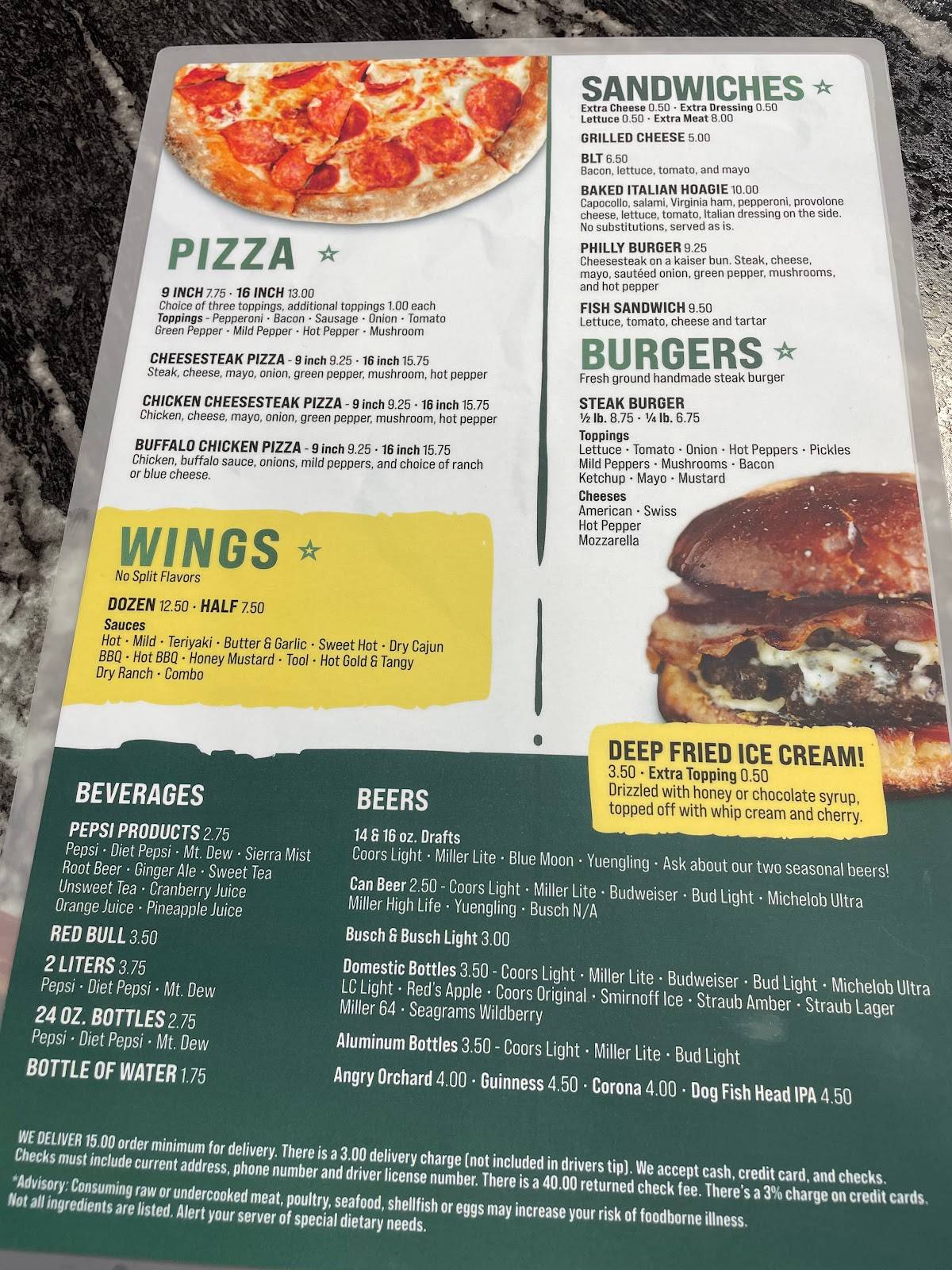 Menu at Fat Kid's Sports Bar, DuBois