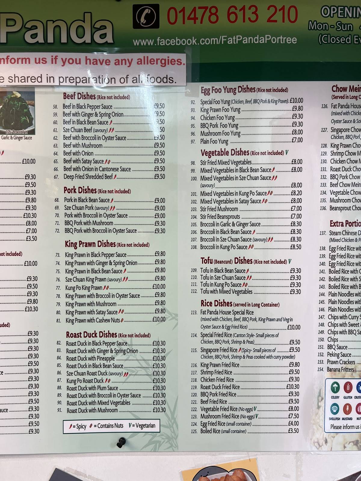Menu at Fat Panda Takeaway fast food, Portree