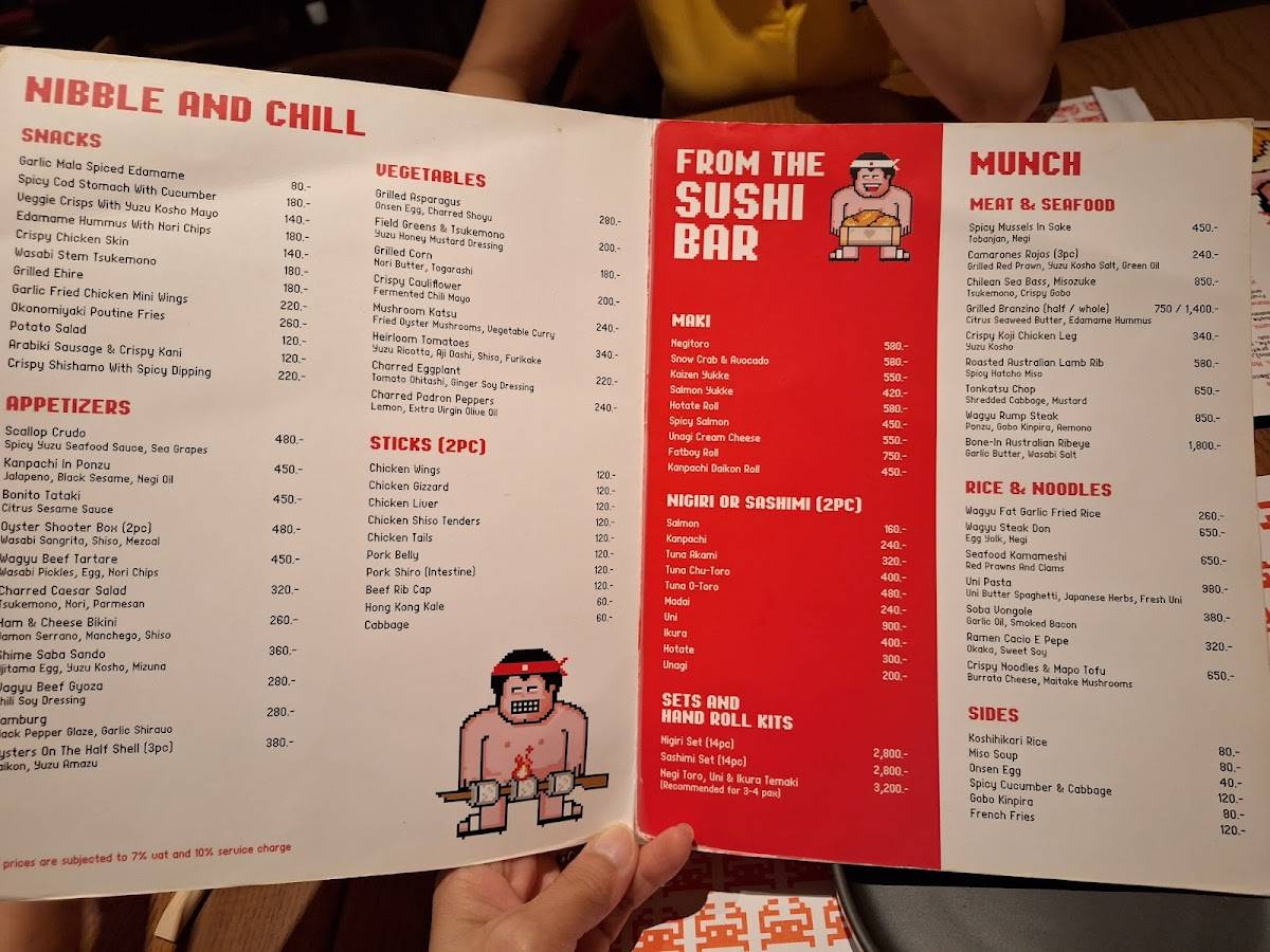 Menu at Fatboy Izakaya restaurant, Bangkok