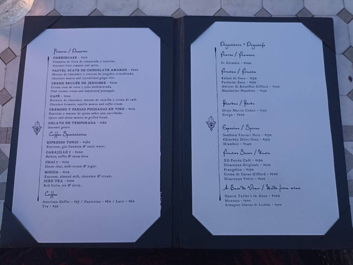 Carta del restaurante Fátima 7 Rooftop, San Miguel del Allende