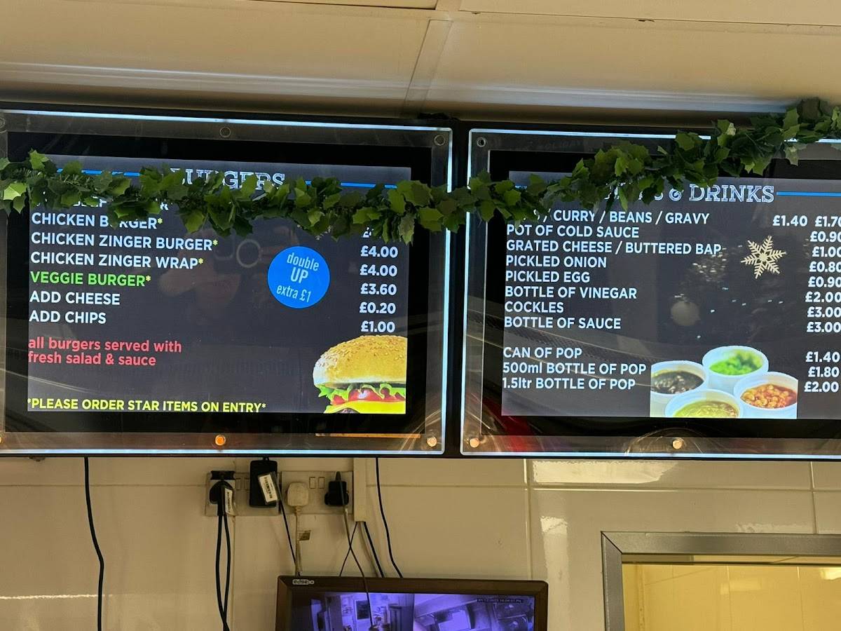 Menu at Fazeley Fish Bar, Tamworth