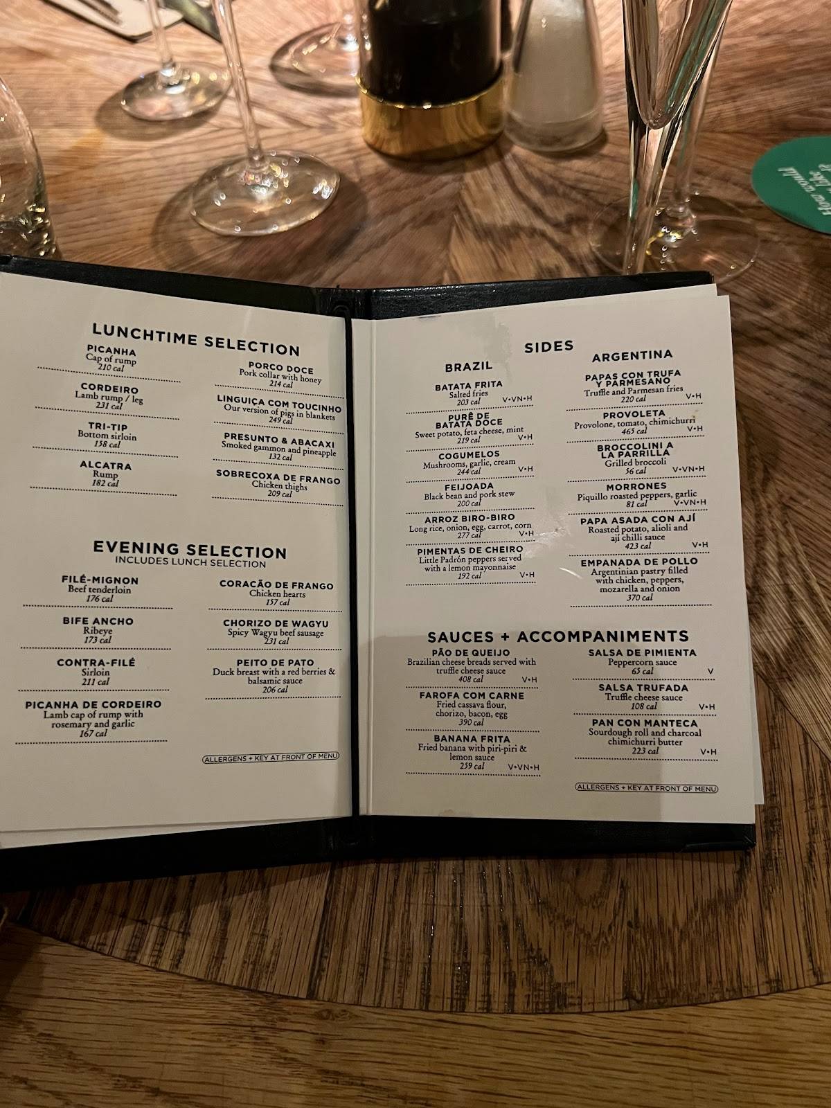 Menu at Fazenda Rodizio Bar & Grill, Edinburgh