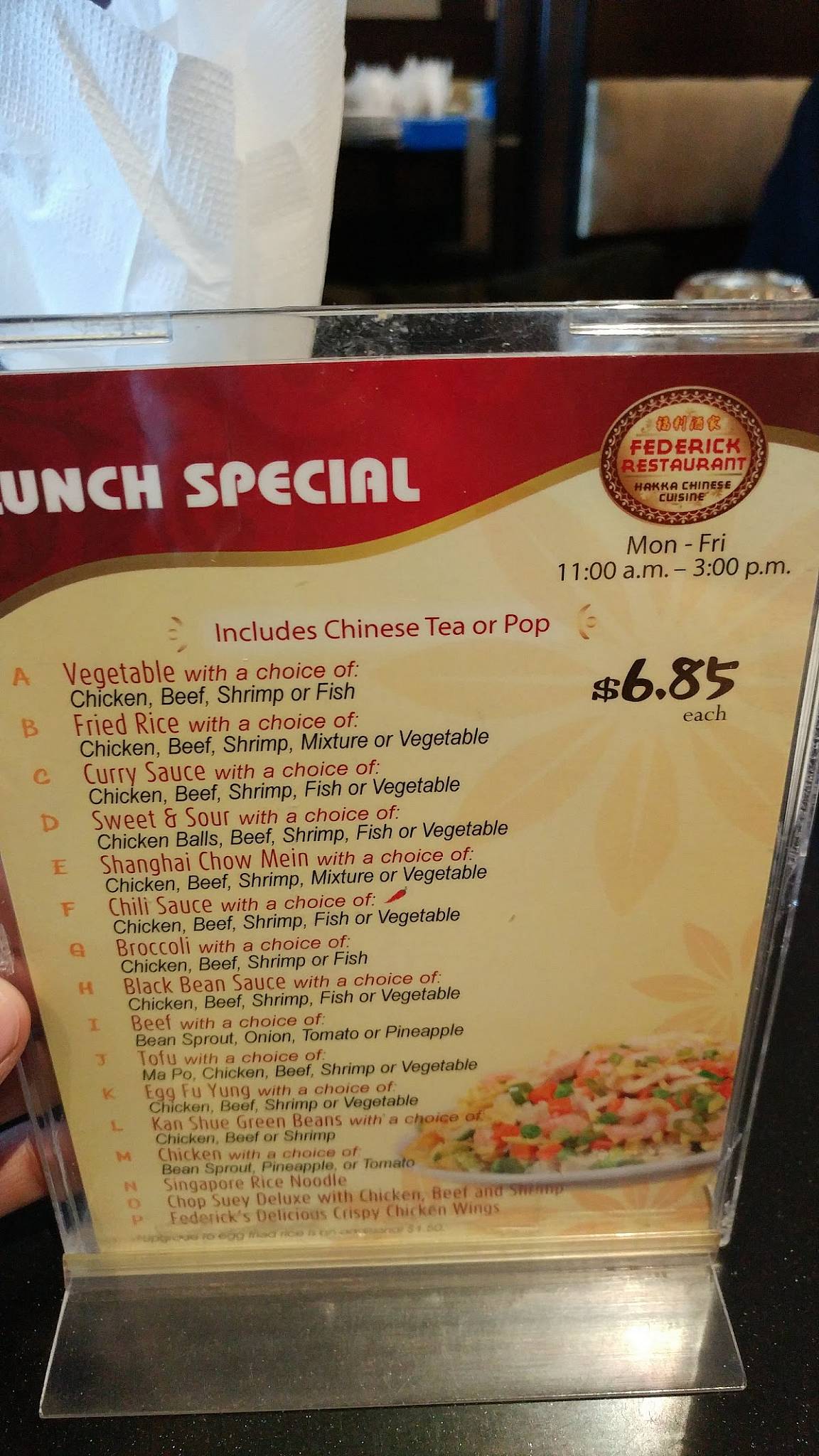 Menu at Federick Restaurant, Toronto, Ellesmere Rd