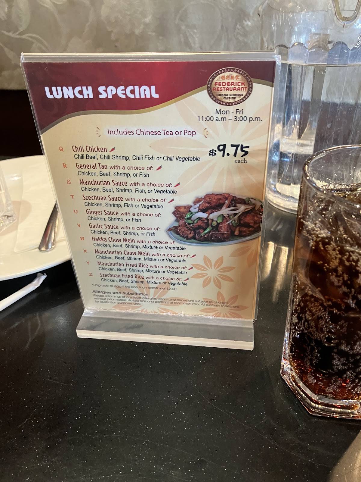 Menu at Federick Restaurant, Toronto, Ellesmere Rd