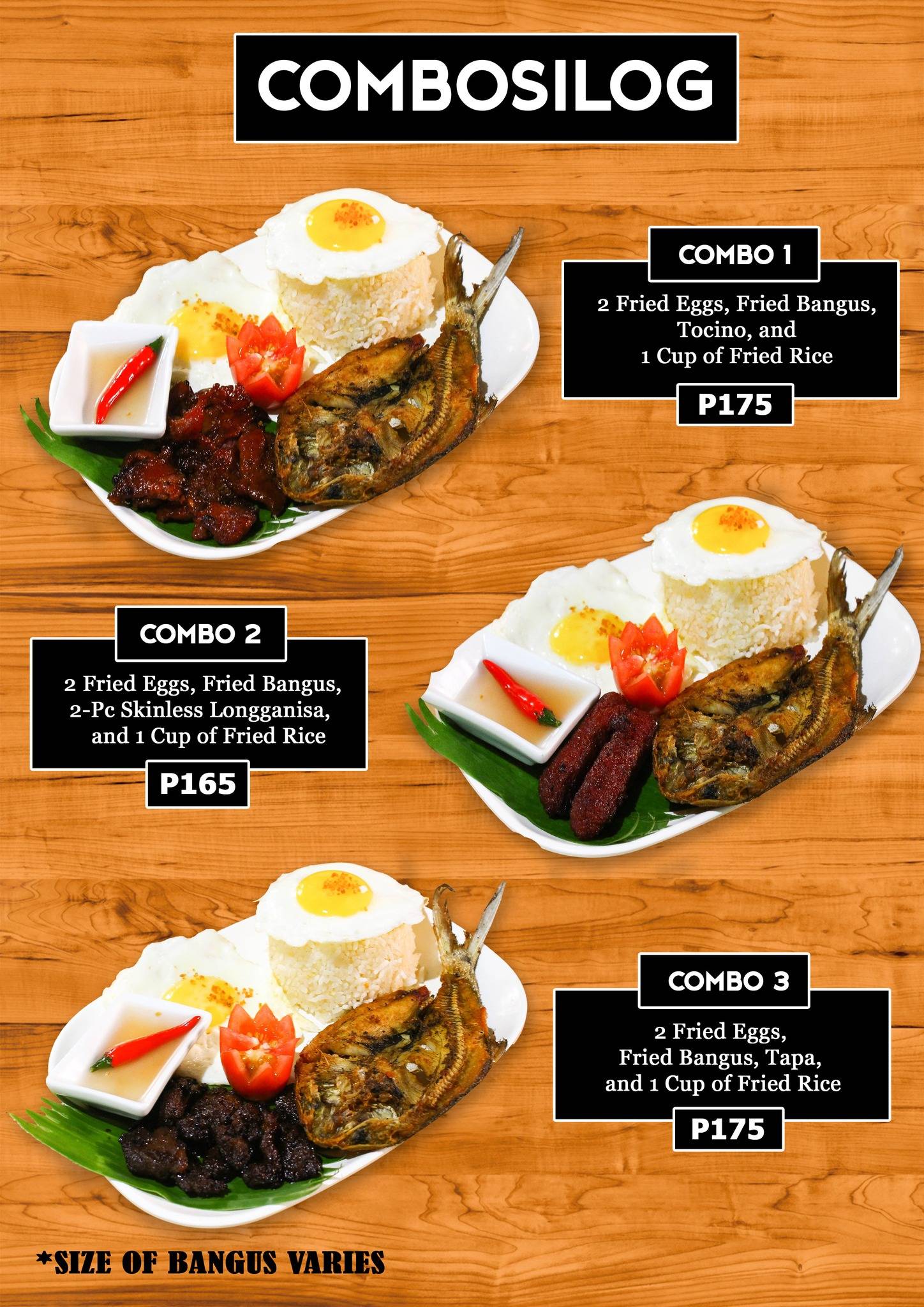Menu at Fema's Adobo Queen restaurant, Paete