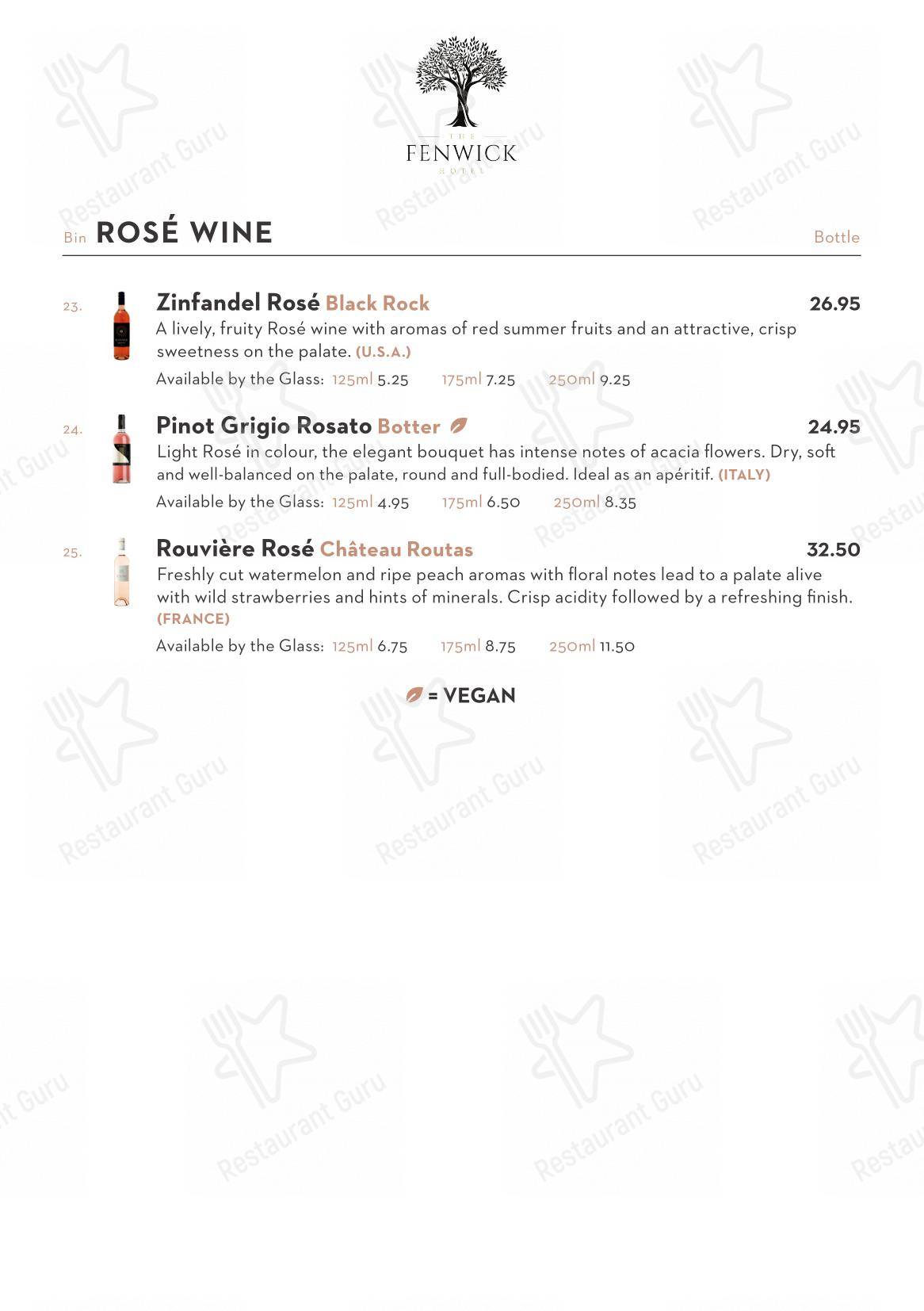 Menu at Fenwick Hotel pub & bar, Fenwick