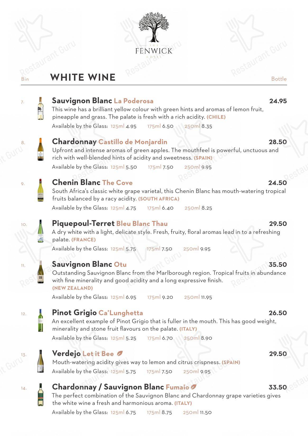 Menu at Fenwick Hotel pub & bar, Fenwick