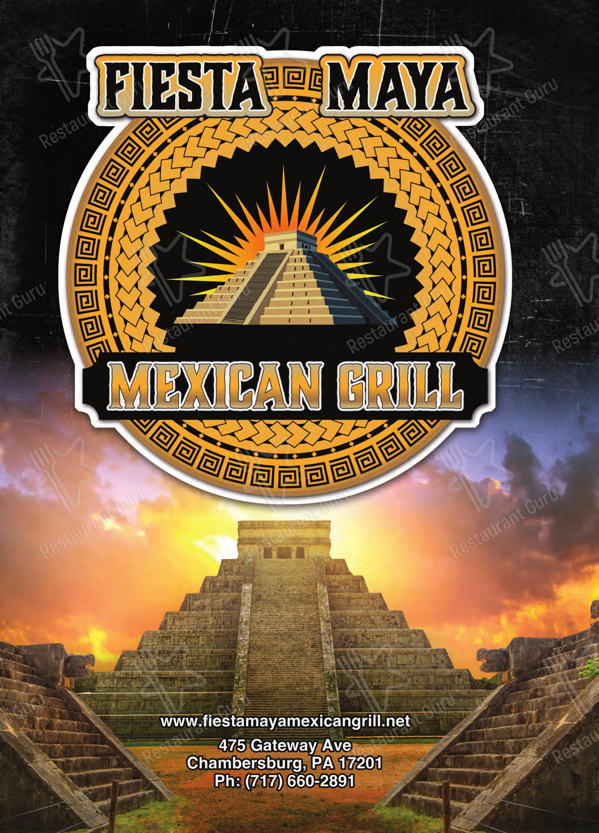 Menu at Fiesta maya Mexican grill restaurant, Chambersburg