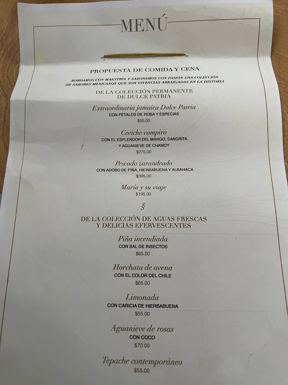 Carta del restaurante Filigrana, Ciudad del México, Av. Veracruz 62