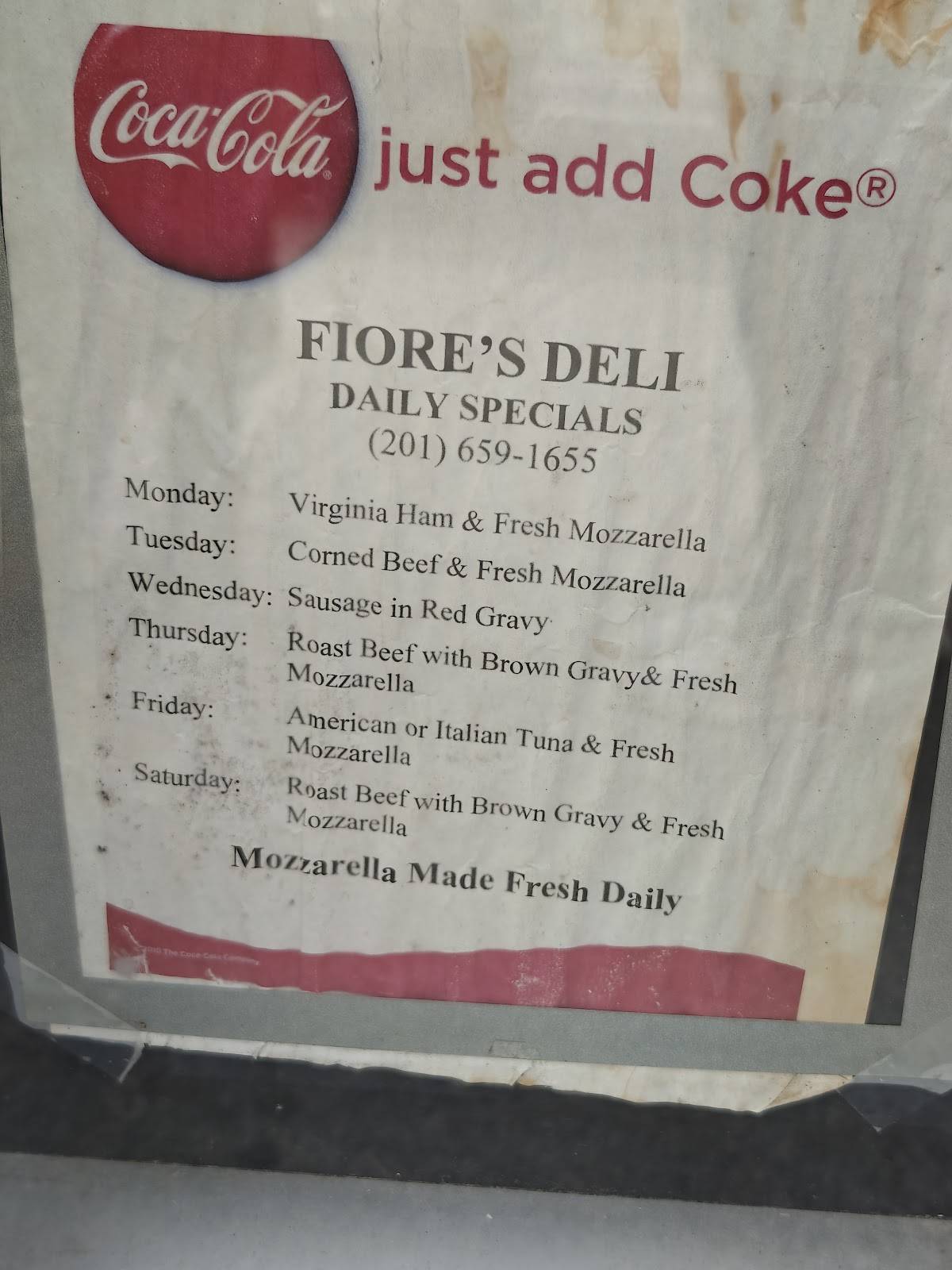 Menu at Fiore's House of Quality restaurant, Hoboken