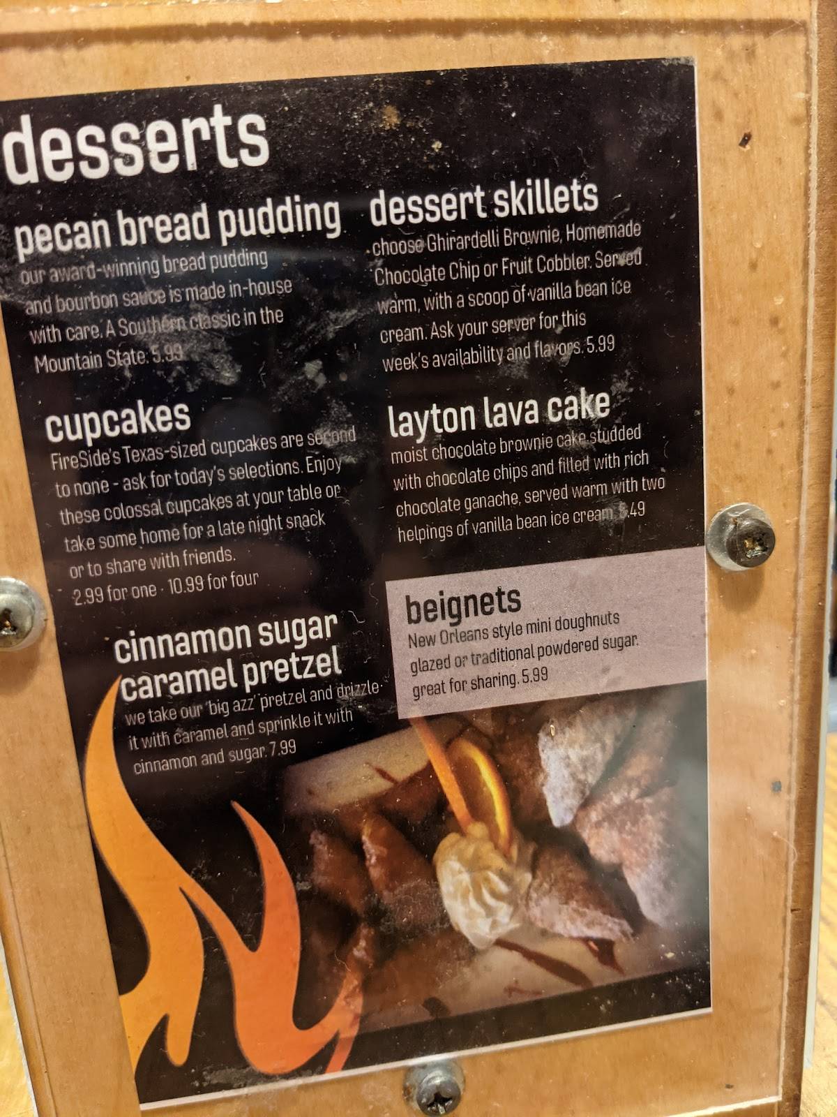 Menu at FireSide Grille steakhouse, Hurricane