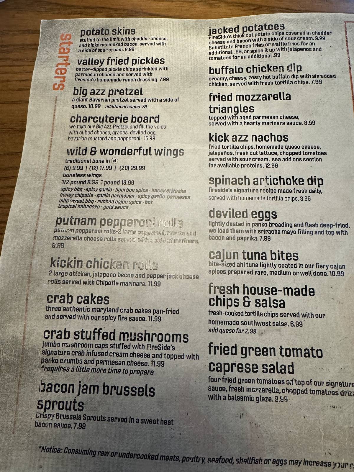 Menu at FireSide Grille steakhouse, Hurricane