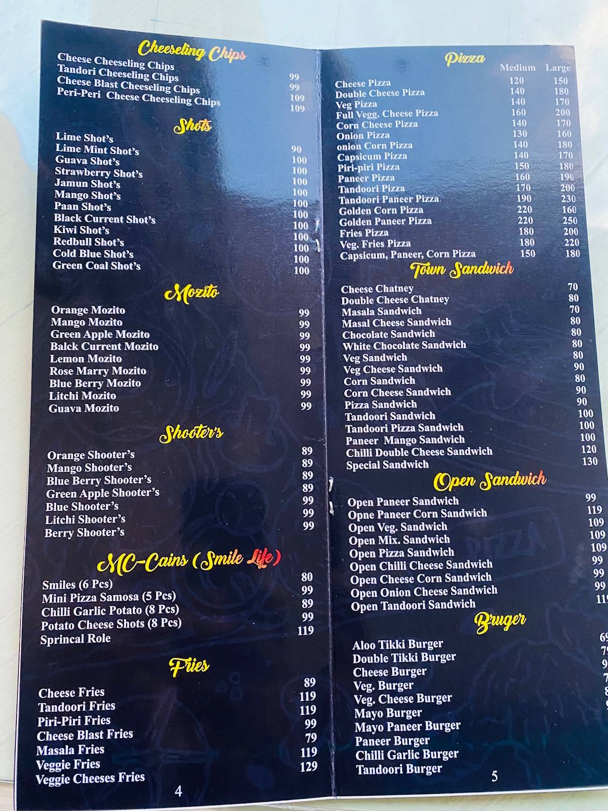 Menu at Firefly Club & Restro, Guna