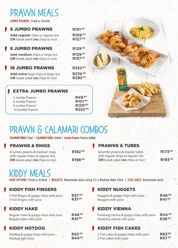 Menu au Fish N Rynfield restaurant, Benoni