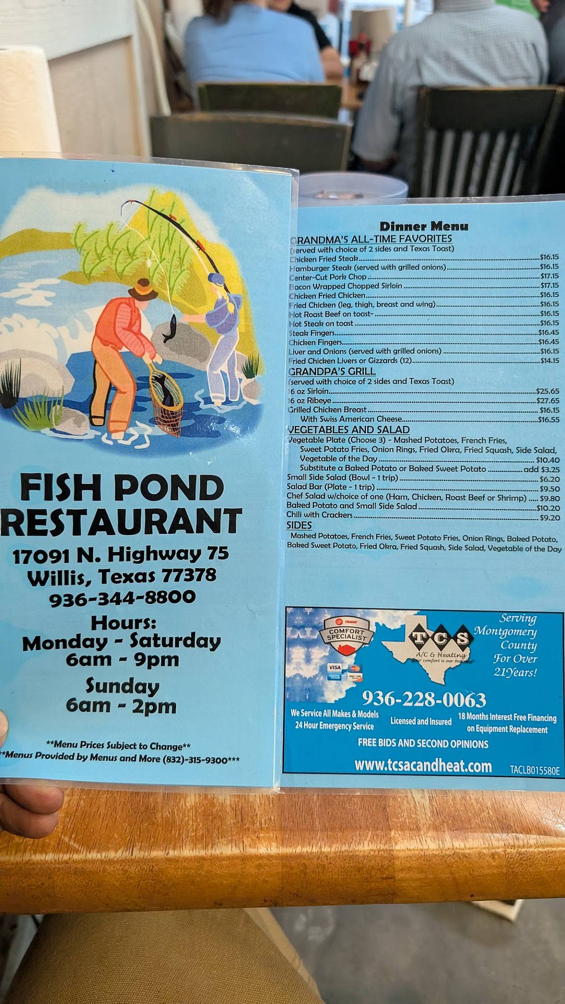 Menu at Fish Pond Cafe, Conroe
