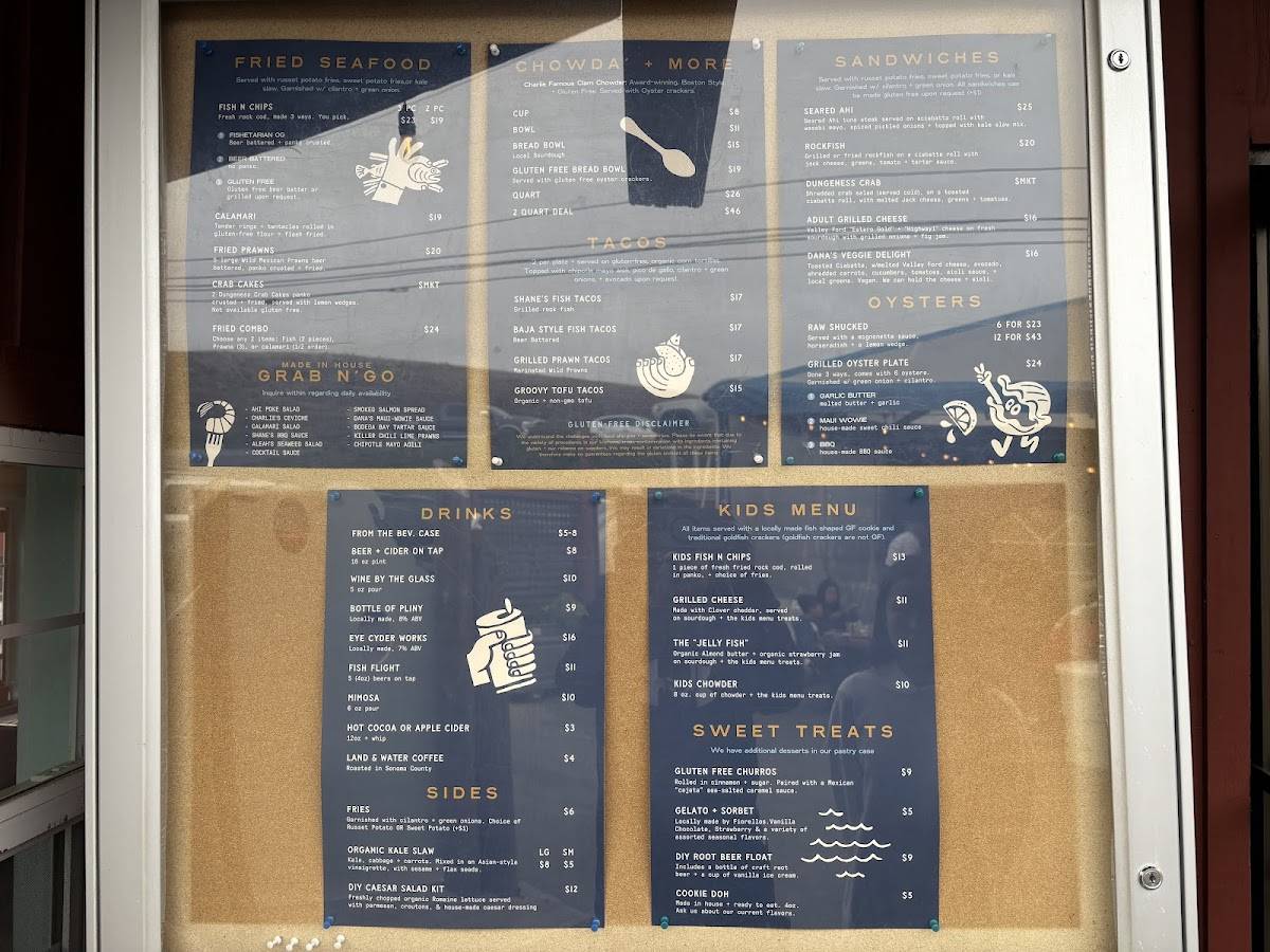 Menu at Fishetarian Fish Market restaurant, Bodega Bay