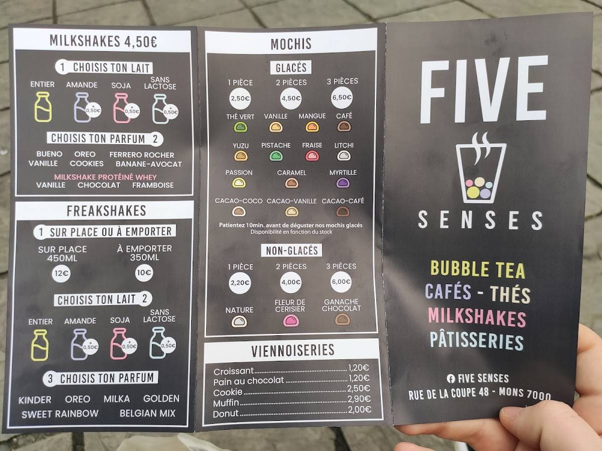 Menu au Five Senses, Mons
