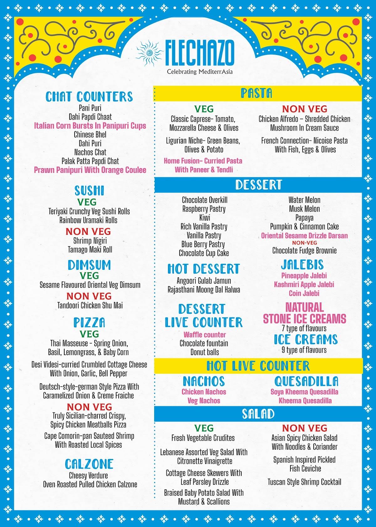 Menu at Flechazo Gachibowli, Hyderabad, Gachibowli Flyover