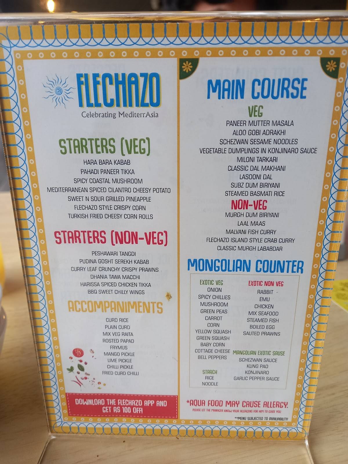Menu at Flechazo Sainikpuri, Hyderabad
