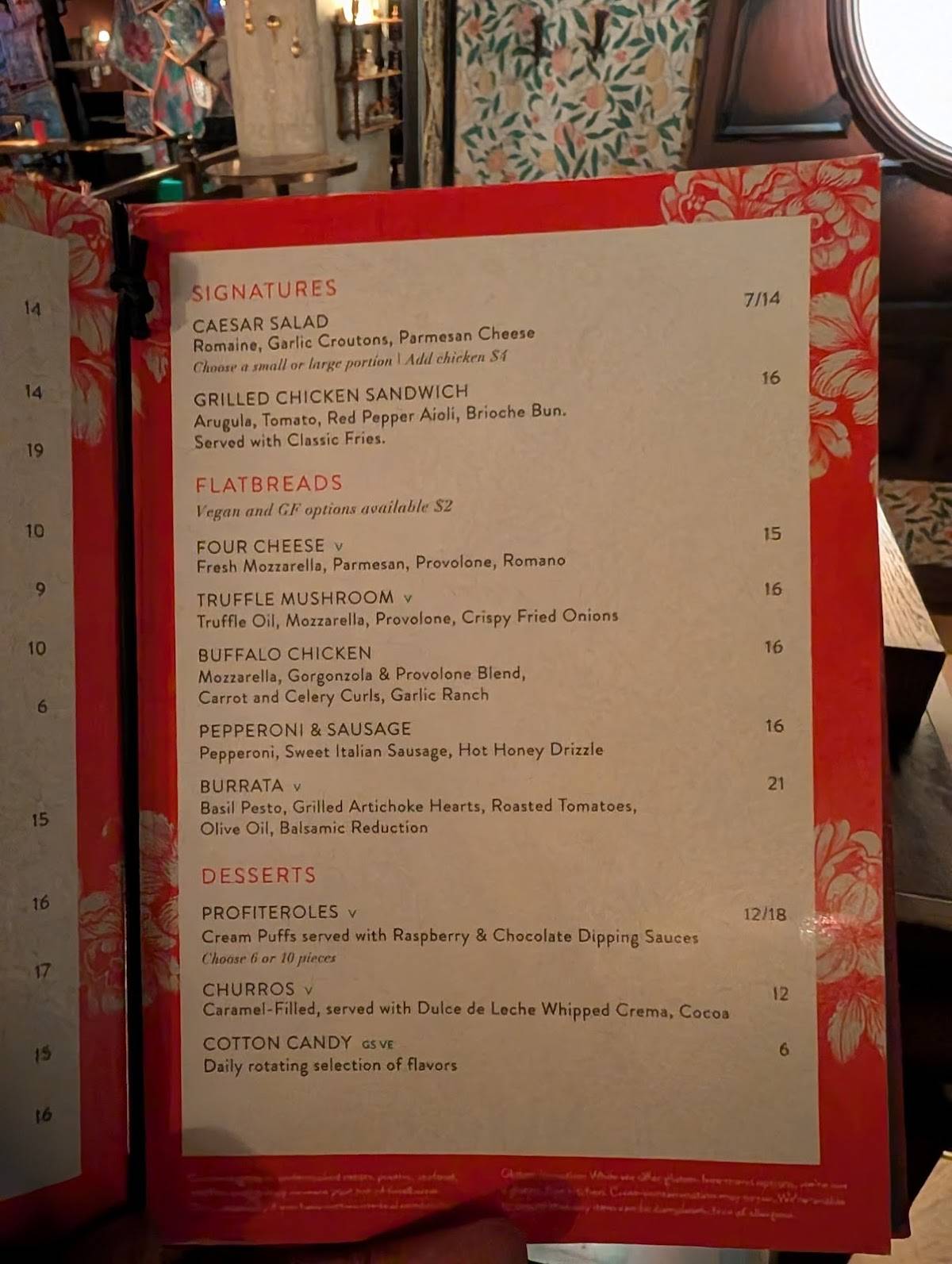 Menu at Flight Club Atlanta, Atlanta