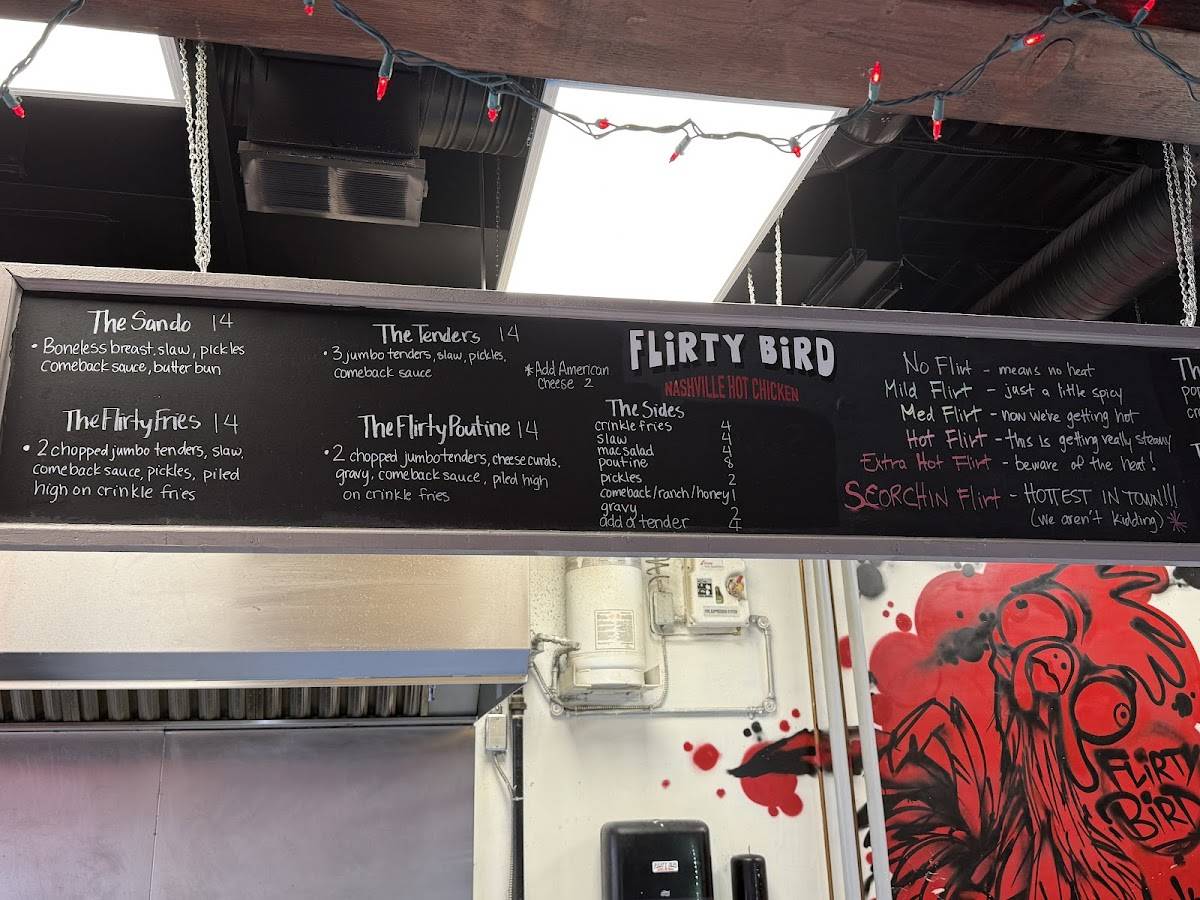 Carta del restaurante Flirty Bird Nashville Hot Chicken, Canmore