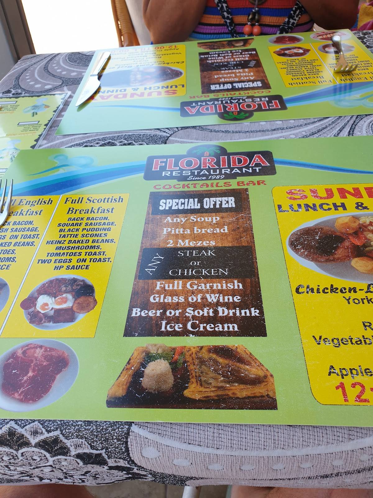Menu at Florida Restaurant & Bar, İçmeler Belediyesi