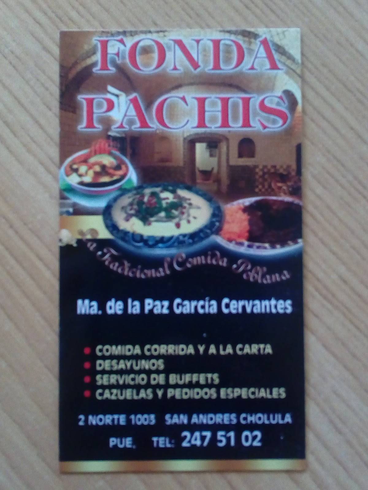 Carta del restaurante Fonda Pachis (comida exquisita Poblana), Cholula