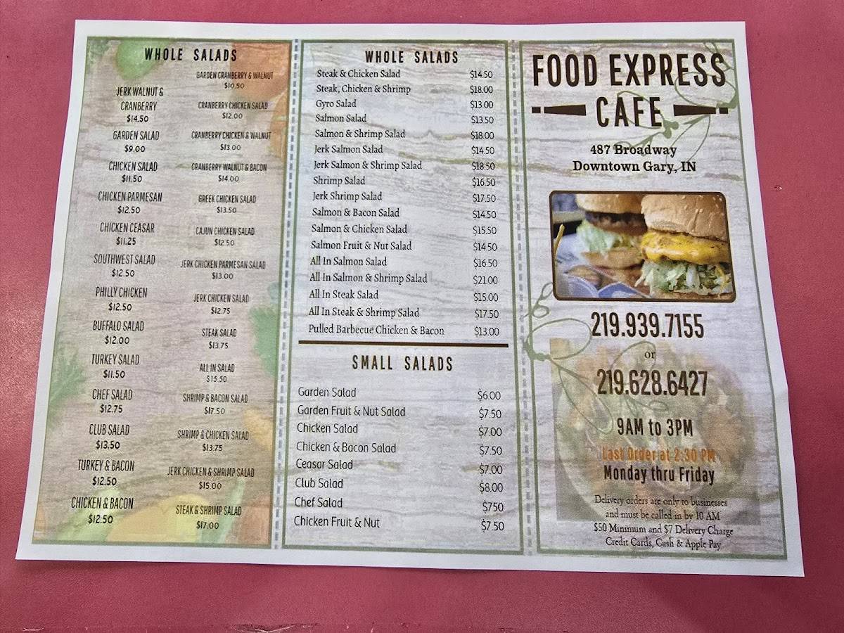 Menu at Food Express Cafe, Gary, 487 Broadway