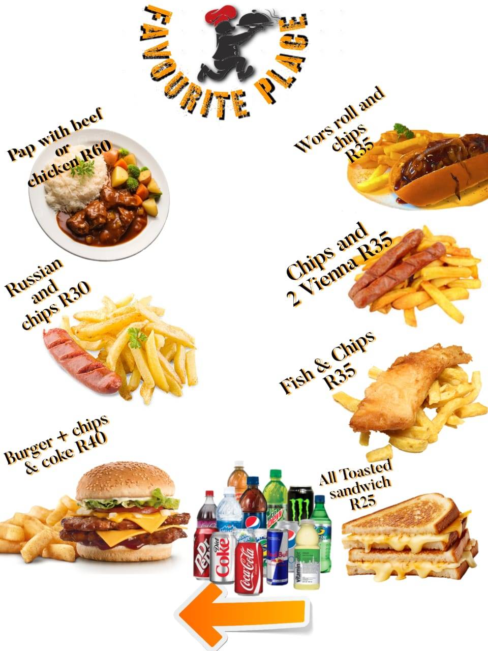 Menu at Food Fair, Potchefstroom