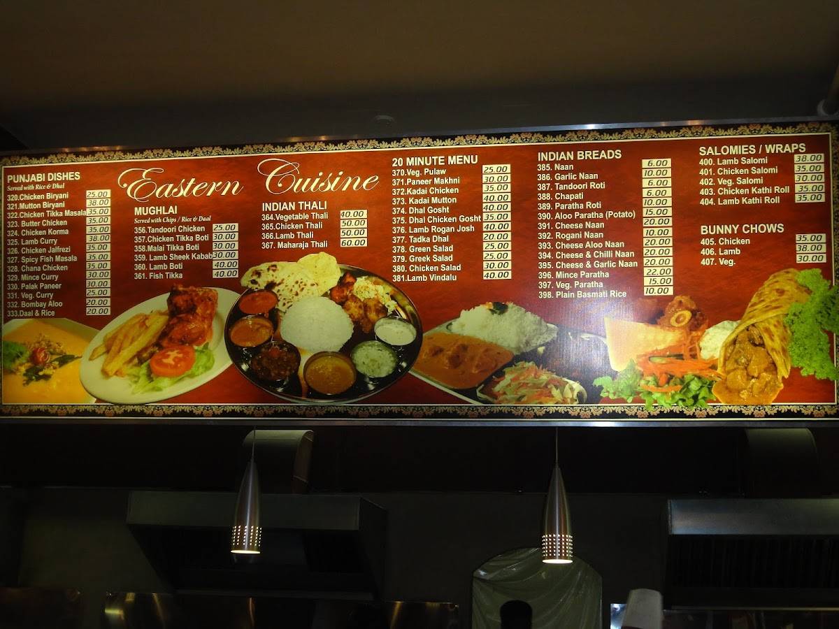 Menu at Food Inn India restaurant, Cape Town, 156 Long St