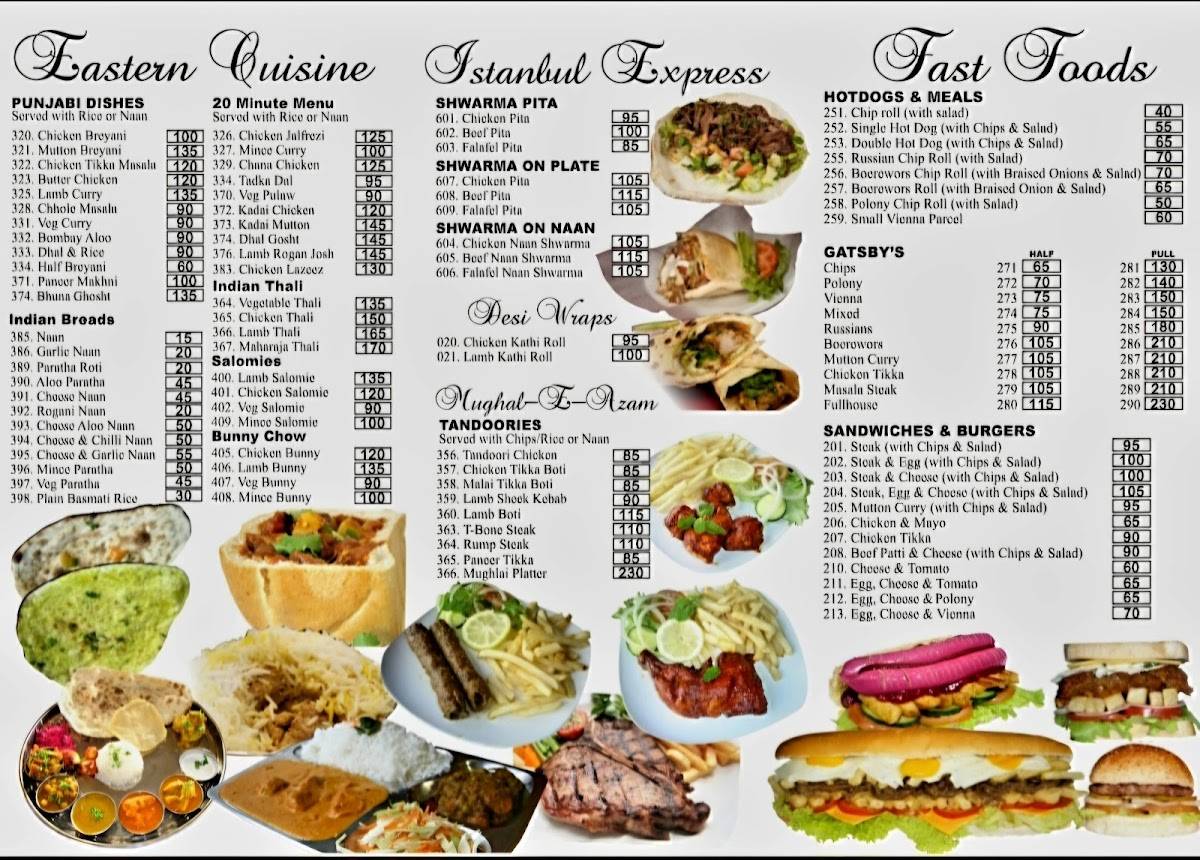 Menu at Food Inn India Long Street (Halaal) restaurant, Cape Town, 156 ...