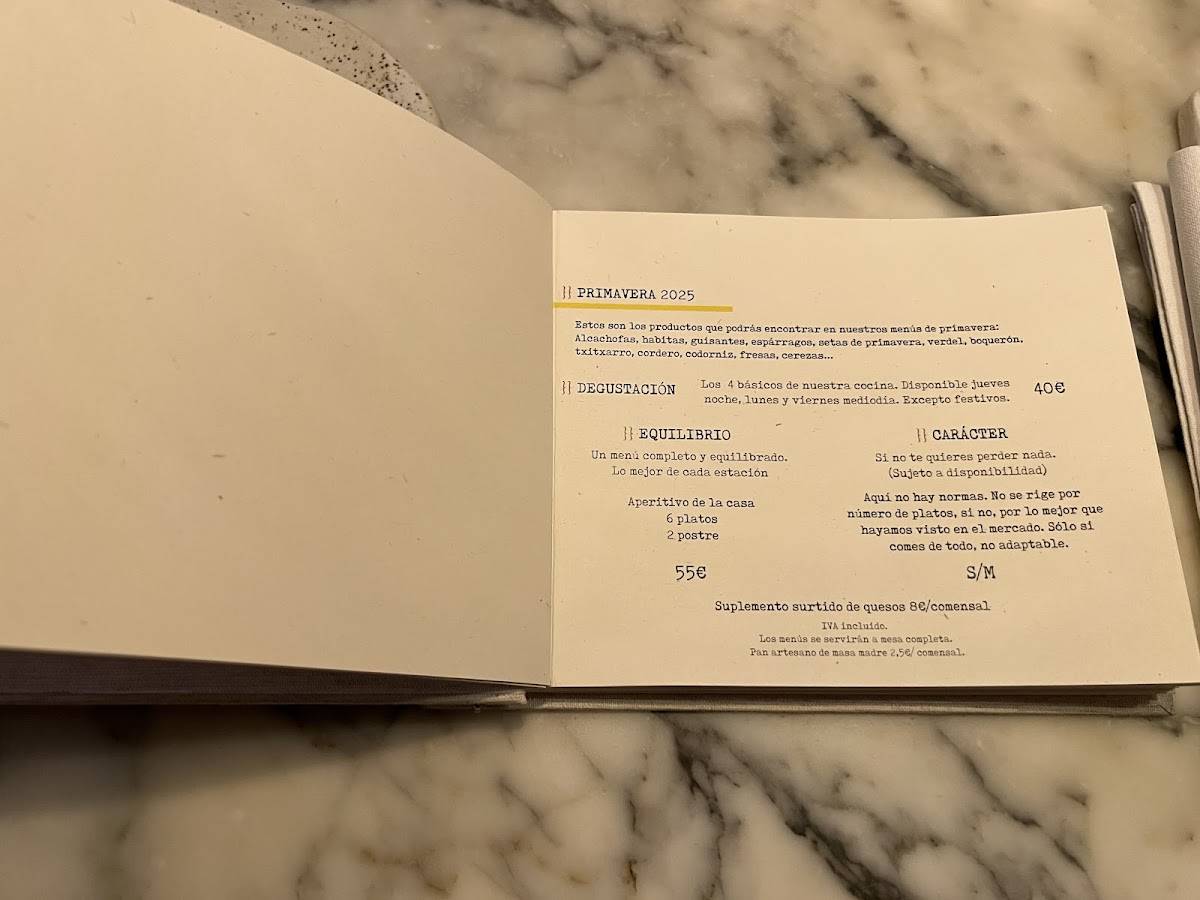 Carta del restaurante Forastera, Valencia