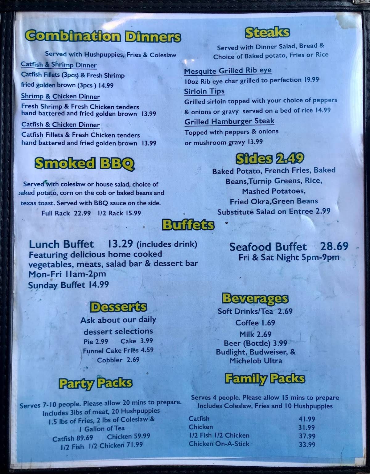 Menu at Penn's Restaurant, Forest, MS-35