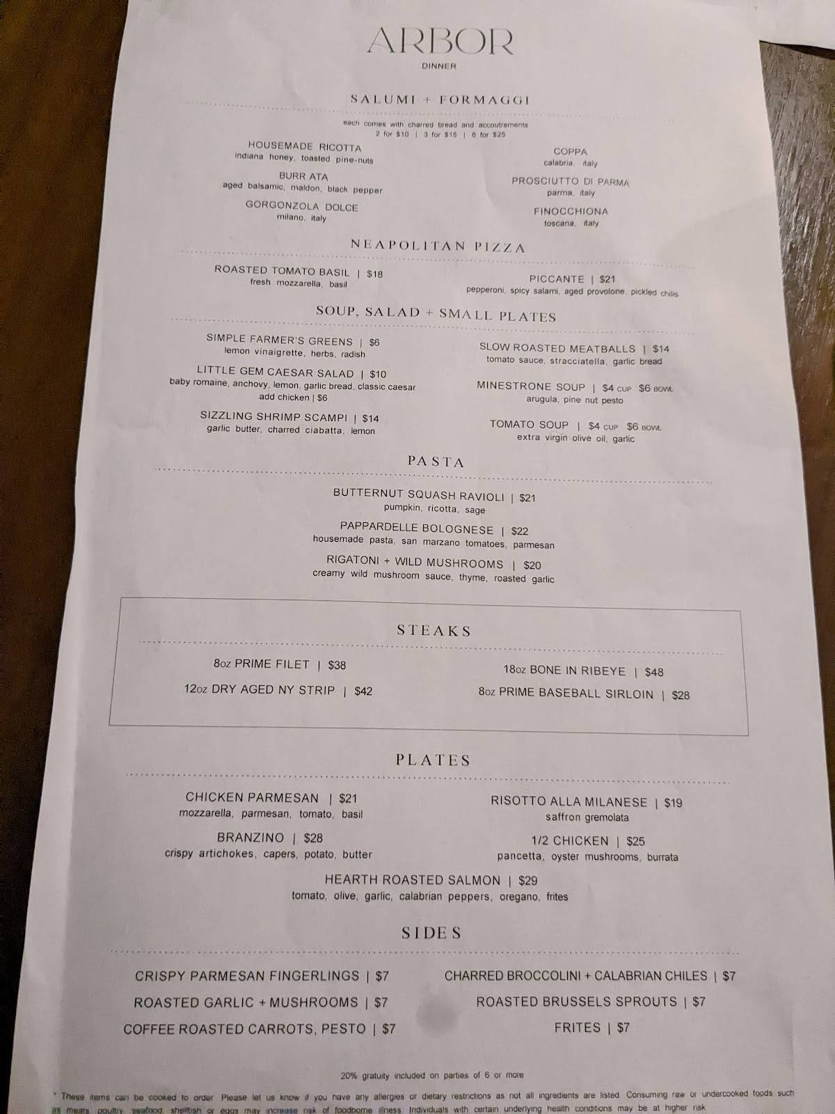 Menu at Arbor pub & bar, Fort Wayne, 204 W Main St