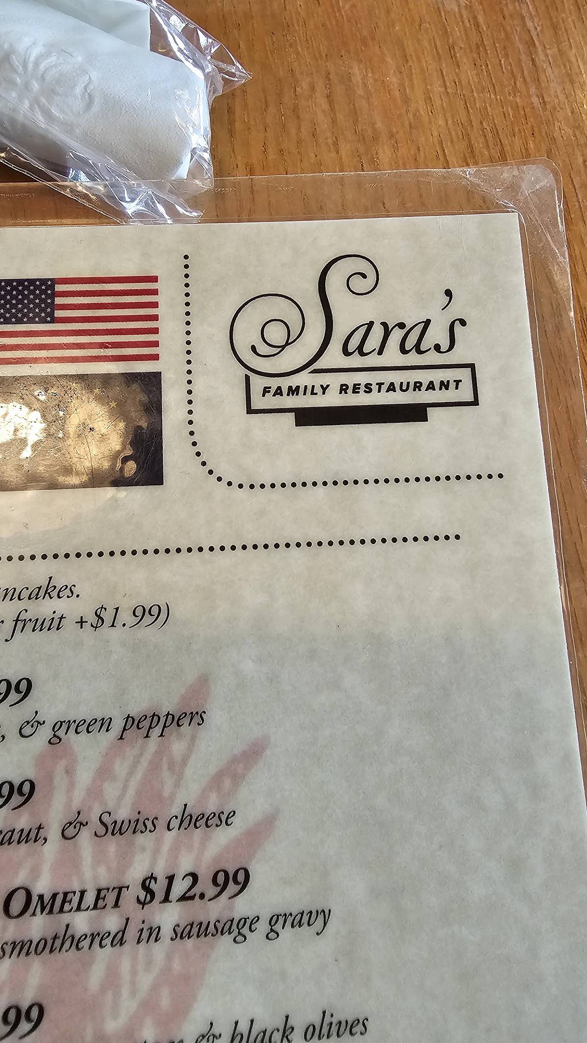 Menu at Sara’s Family Restaurant, Fort Wayne