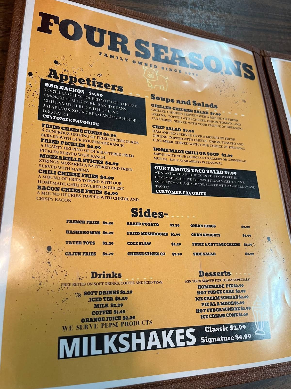 Menu at Four Seasons Restaurant, Hardin, Murray Hwy