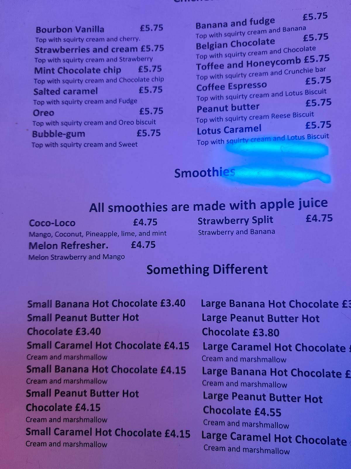 Menu at Frank's Diner restaurant, Burgess Hill