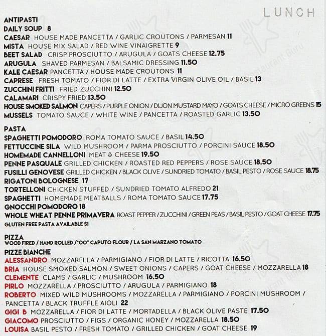 Menu at Fratelli Kanata restaurant, Ottawa, 499 Terry Fox Dr
